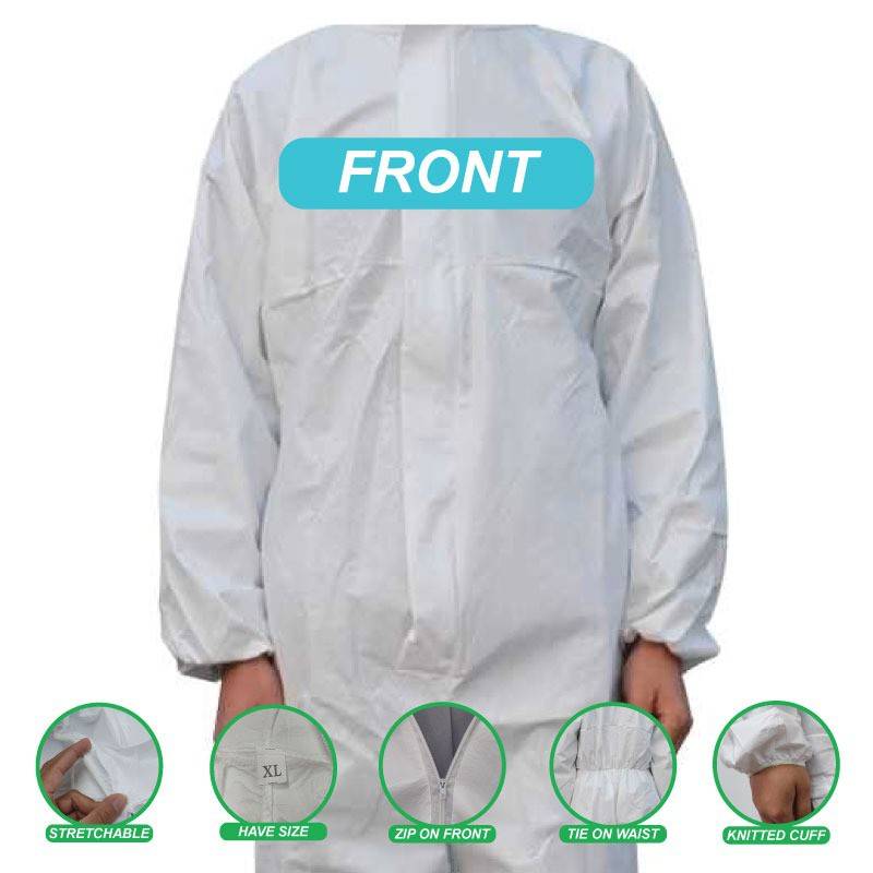 PPE Suit Coverall Jumpsuit Isolation Suit 65gsm PE Coated 100% ...