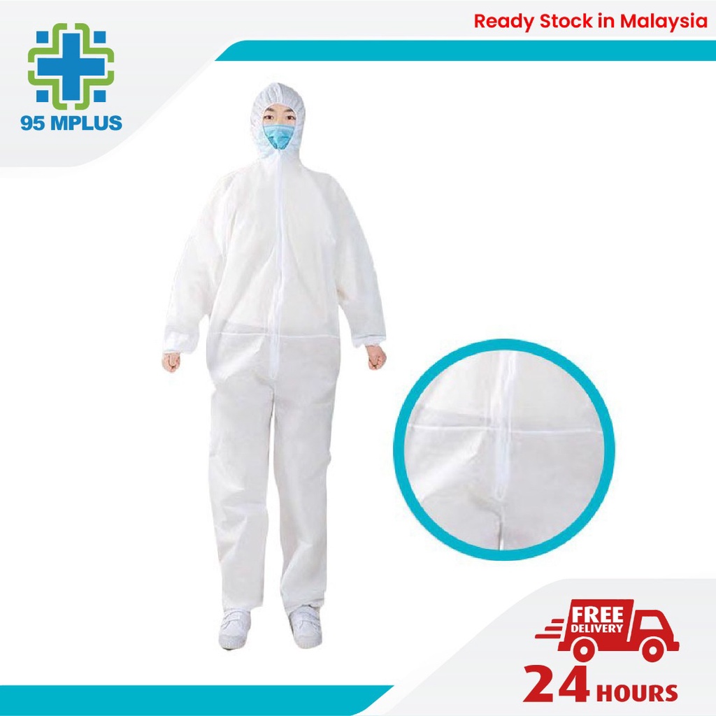 PPE Suit Coverall Jumpsuit Isolation Suit 65gsm PE Coated 100% ...