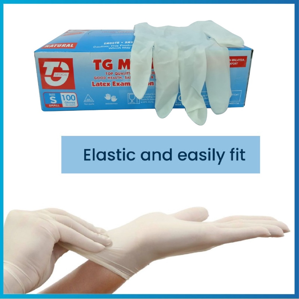 TG EXAMINATION GLOVES/LATEX GLOVES/READY STOCK/HIGH QUALITY/100 PCS PER ...